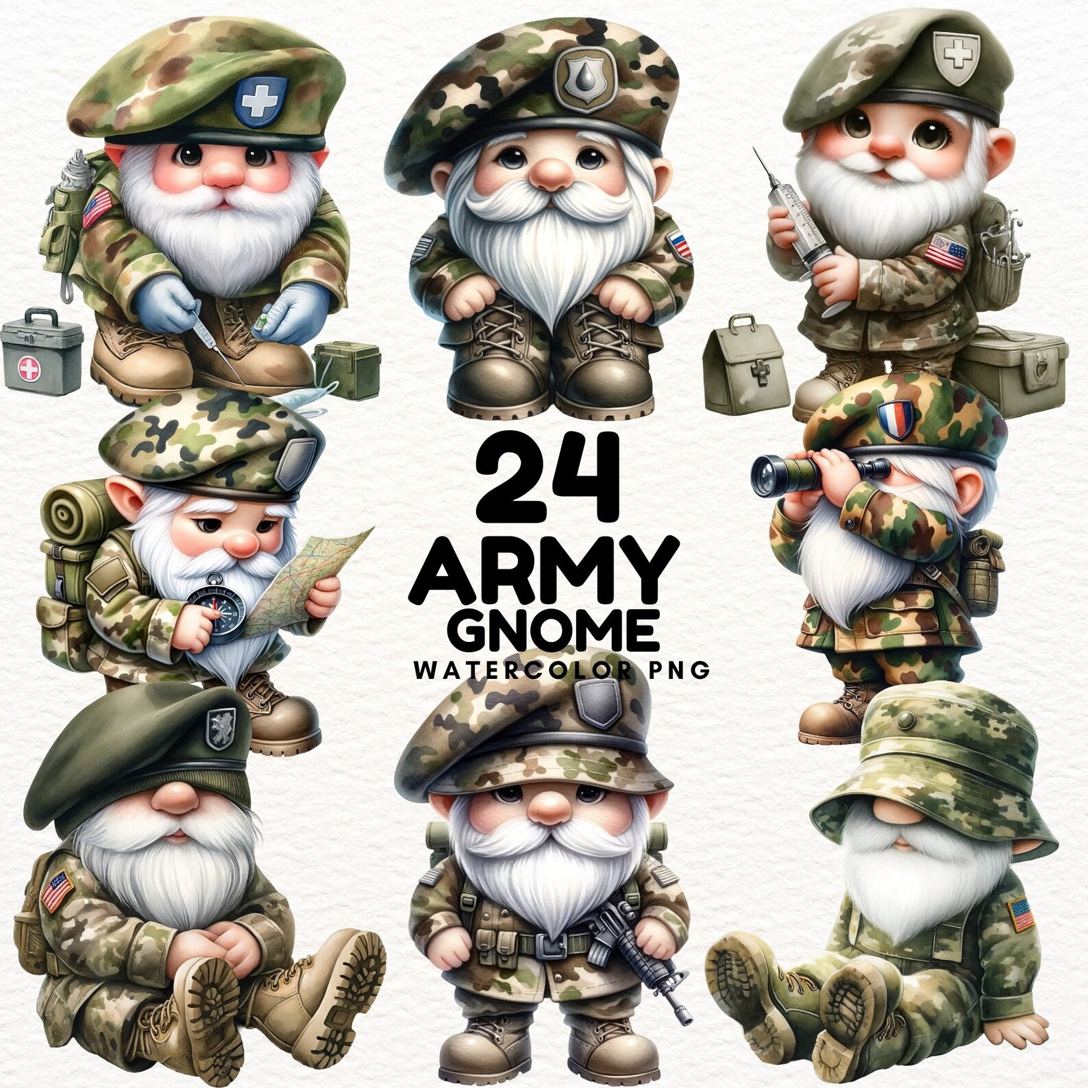 Army Gnomes Png Sublimation Design, Military Gnome, Soldier Gnome ...