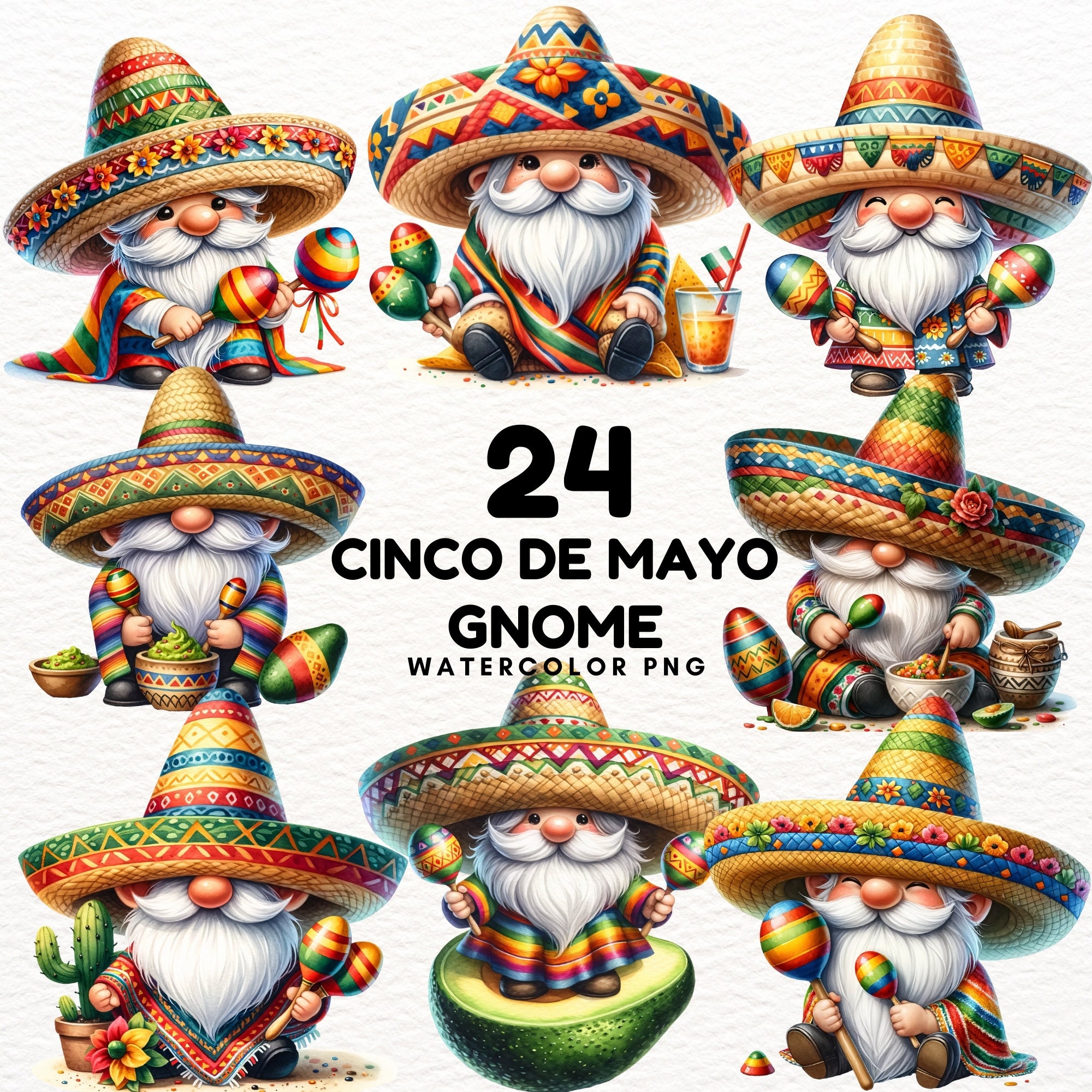Cinco De Mayo Watercolor Gnomes PNG Clipart, Mexican Gnomes PNG, Cinco ...