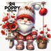 Watercolor Poppy Gnome Clipart, Poppy Gnome Watercolor Clipart, Spring ...
