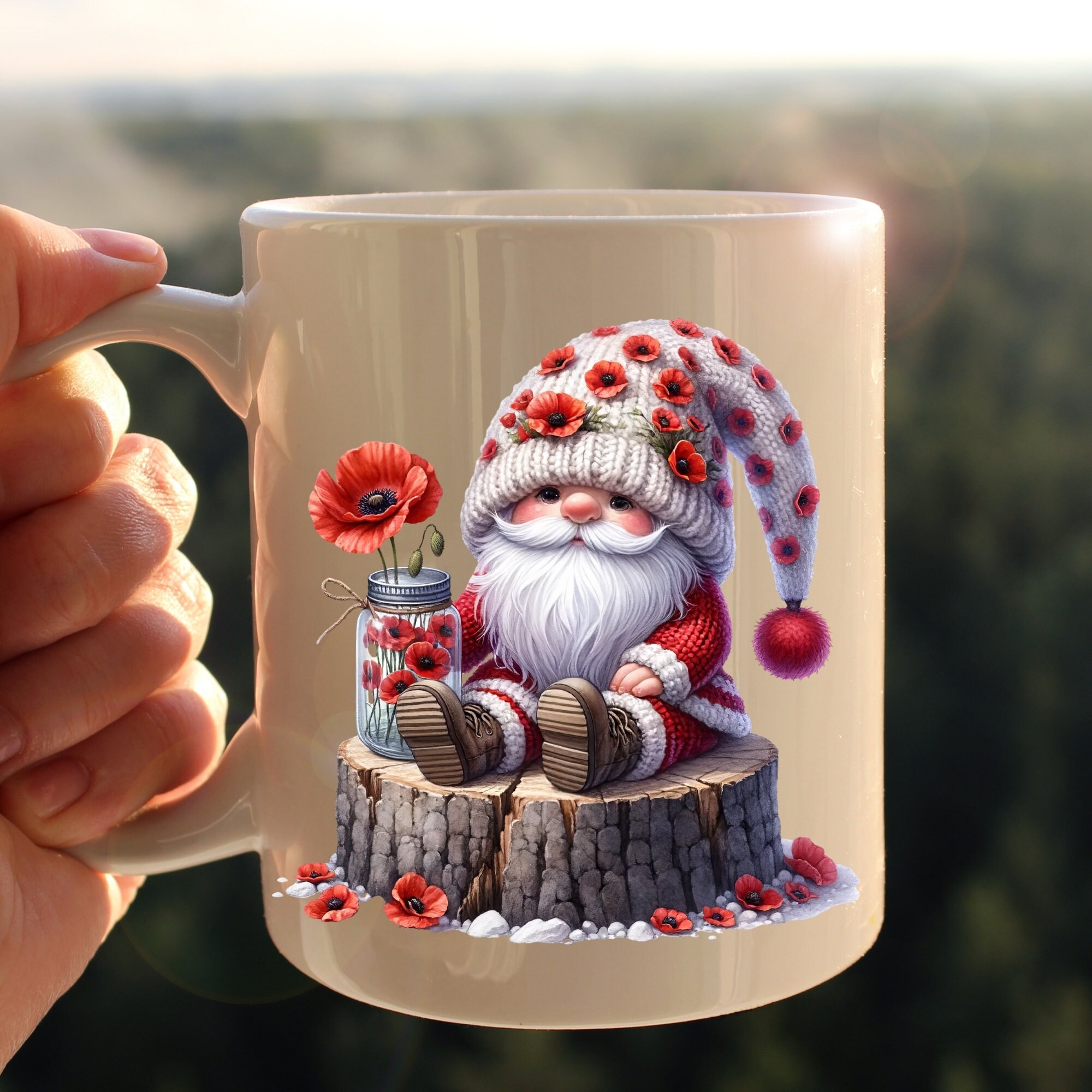 Watercolor Poppy Gnome Clipart, Poppy Gnome Watercolor Clipart, Spring ...