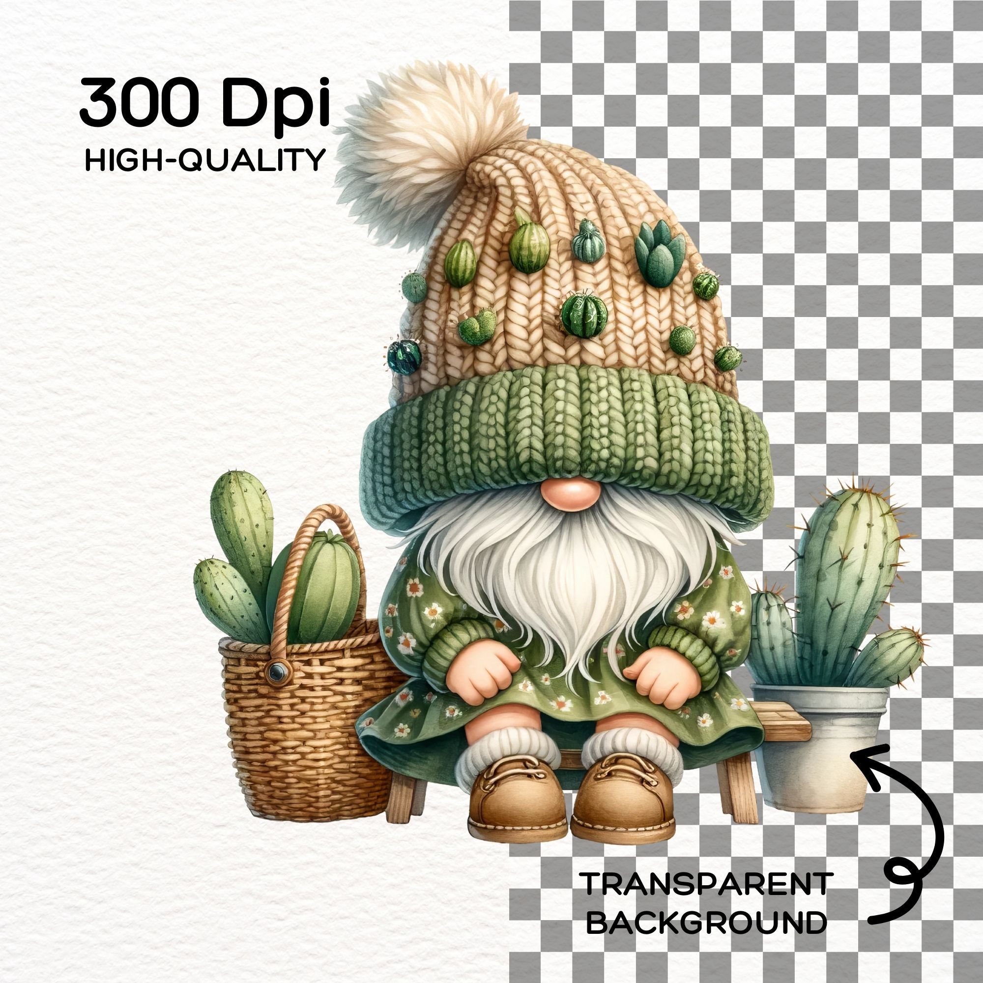 Cactus Gnome Clipart, Cute Gnomes PNG, Gnomes Sublimation, Gnomes ...
