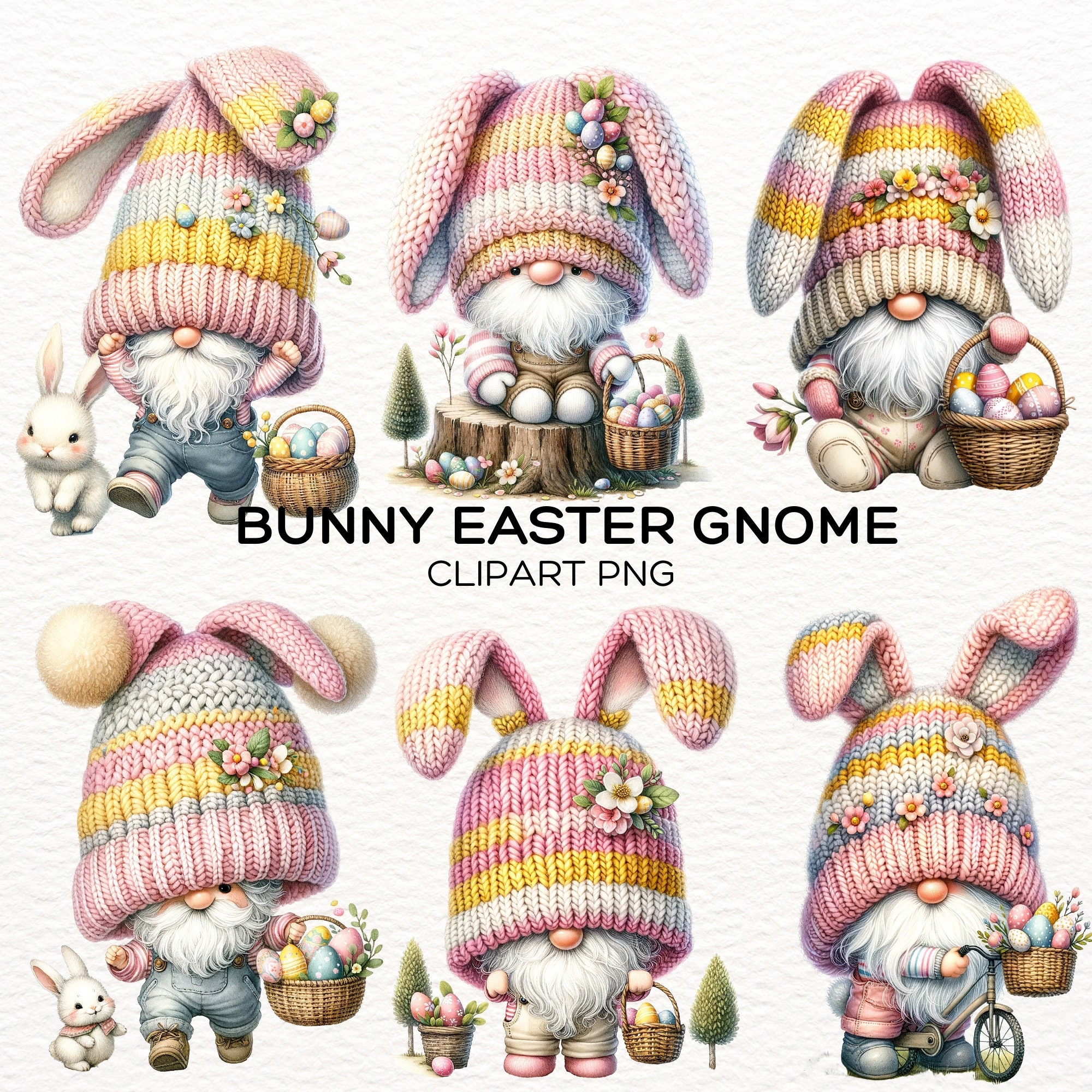 Easter Gnomes Watercolor Clipart PNG, Spring Flowers Easter Eggs ...