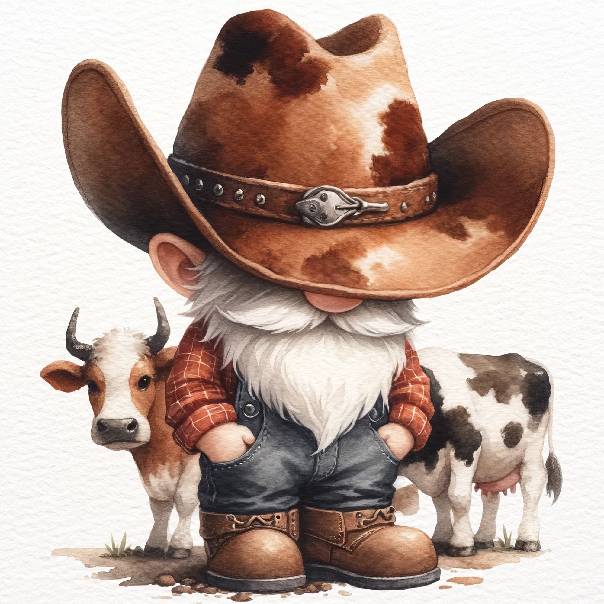 Watercolor Animal Farm Gnome Clipart Png, Animal Farm Gnome, Farmer ...