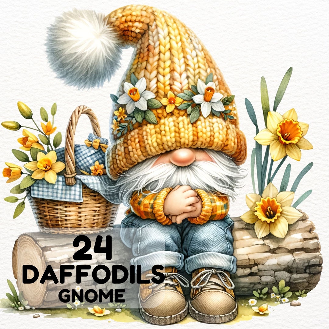 Daffodil Clipart, Gnome Clip Art, Narcissus Clipart, Daffodil Clipart, Gnome Clip Art, Spring ...