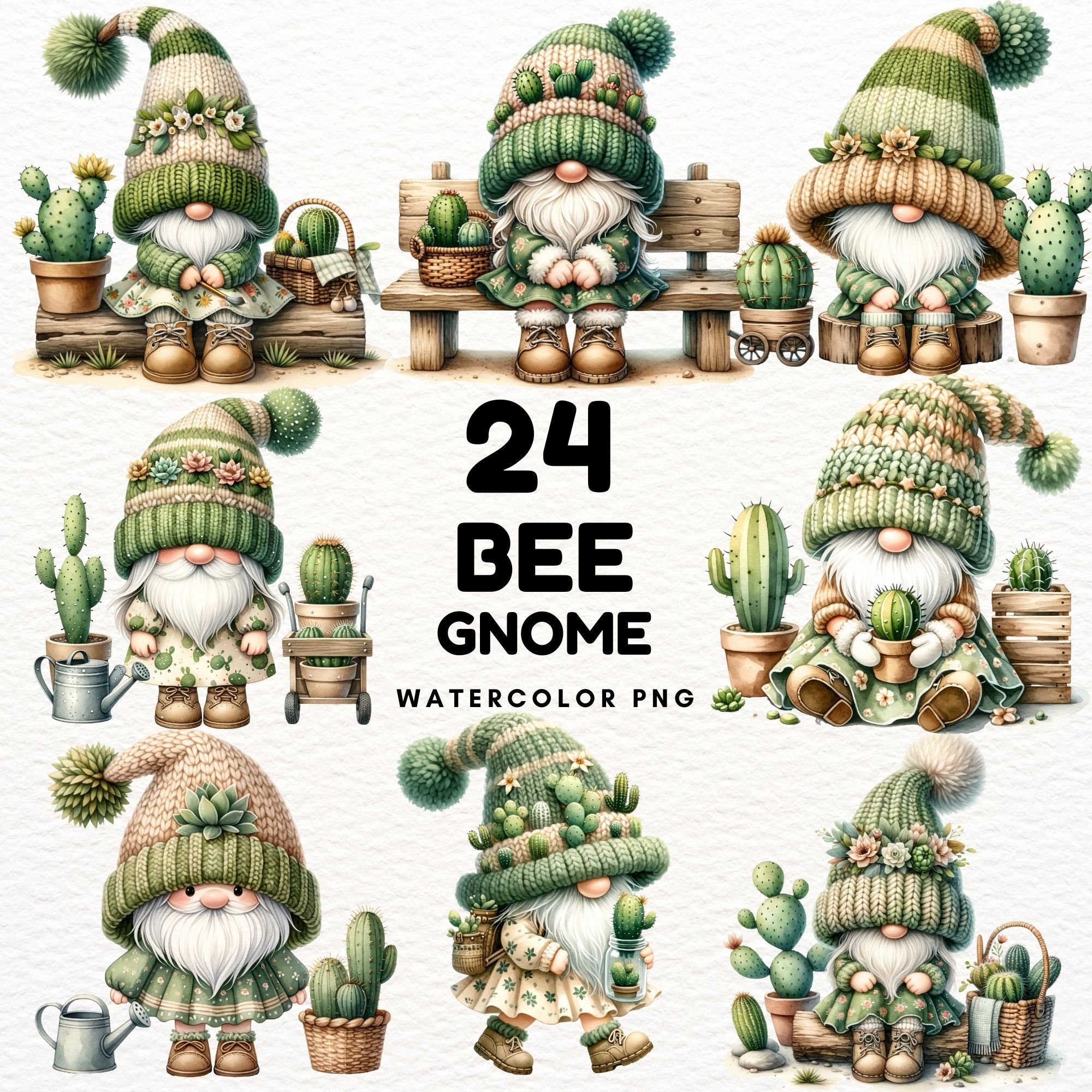 Cactus Gnome Clipart, Cute Gnomes PNG, Gnomes Sublimation, Gnomes ...