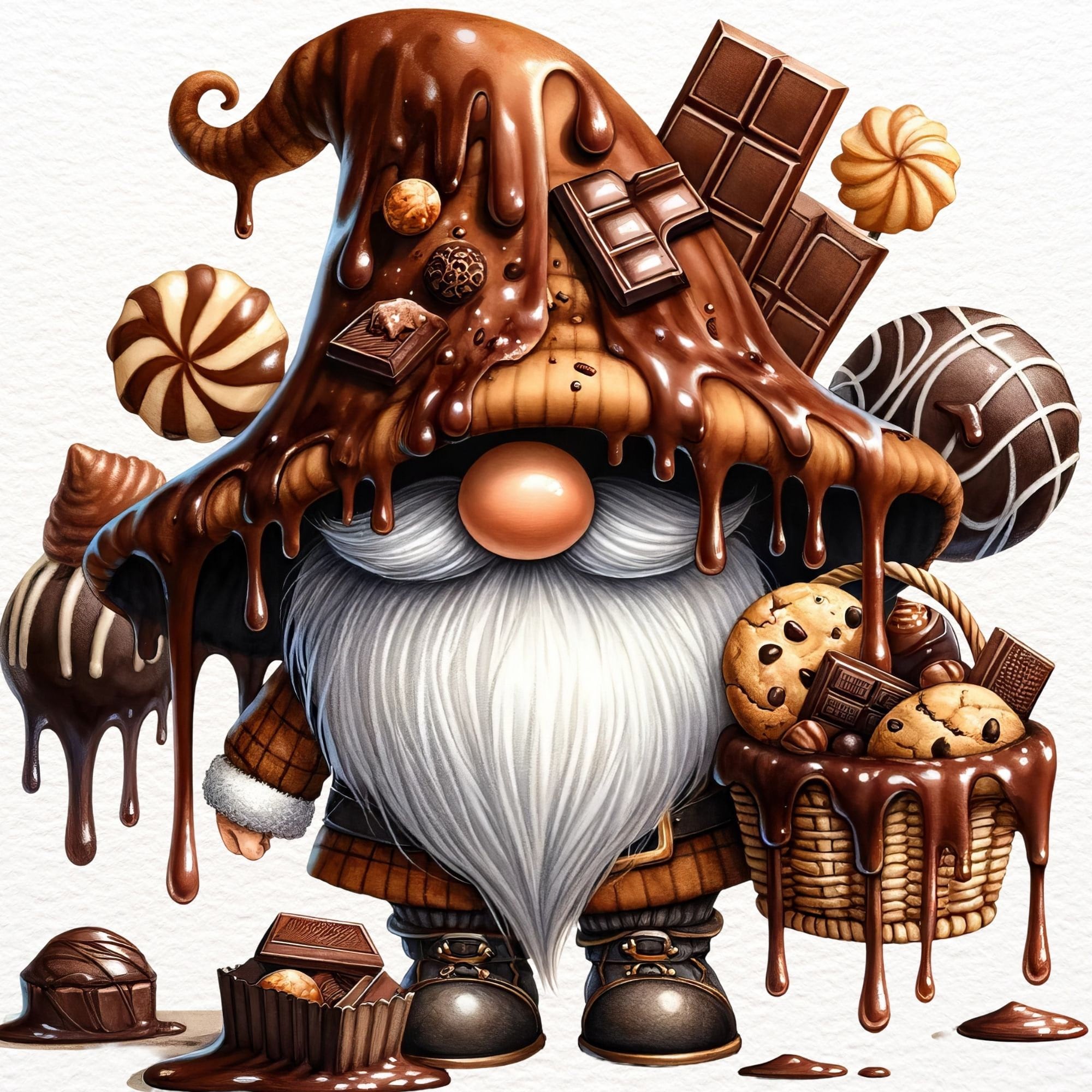 Watercolor Chocolate Gnome Clipart Bundle Png, Chocolate Gnome ...