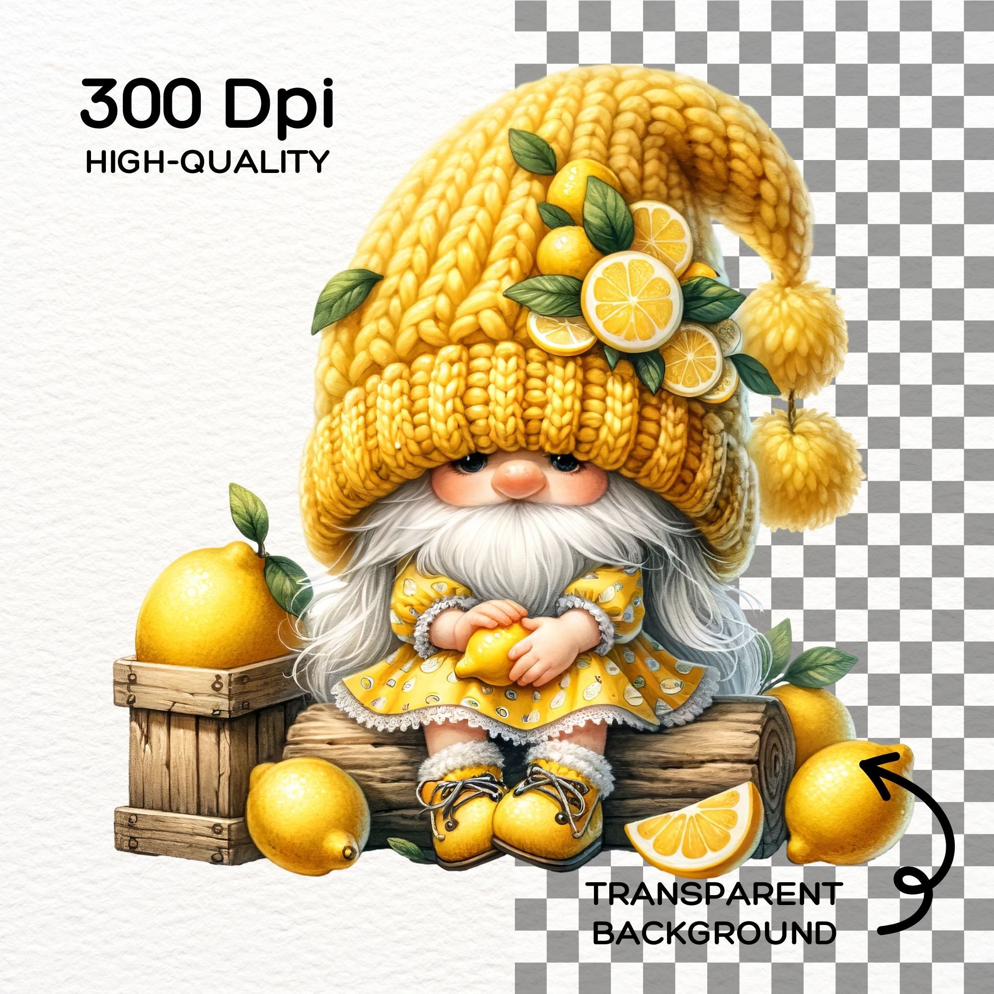 Watercolor Lemon Gnome Clipart, Lemon Gnome Clipart, Cute Gnome PNG ...