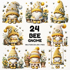 Watercolor Bee Gnomes Clipart, Gnome Bee Clipart, Bee Clipart, Bee ...