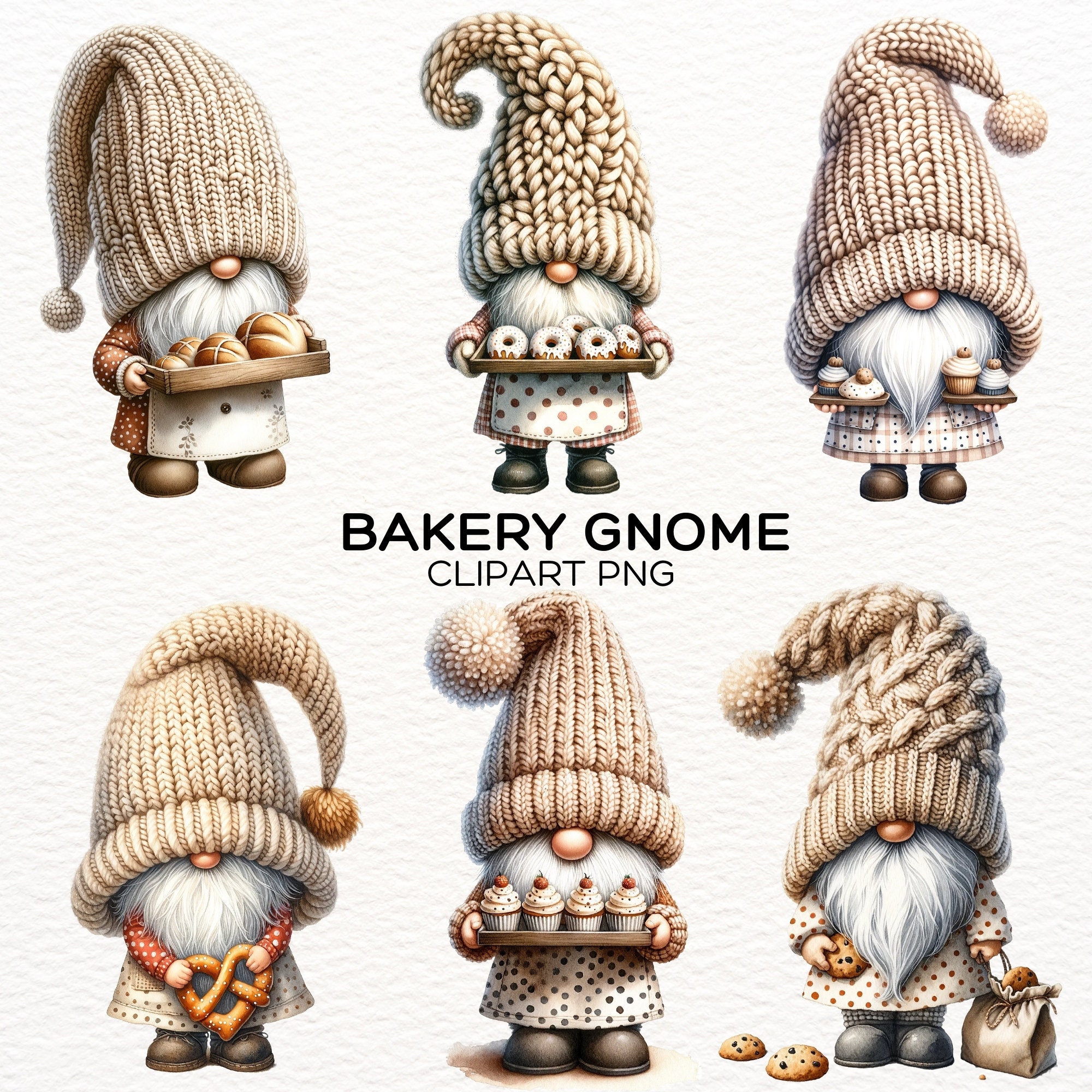 Bakery Gnome Watercolor Clipart, Bakery Gnome Clipart, Baker Gnome ...