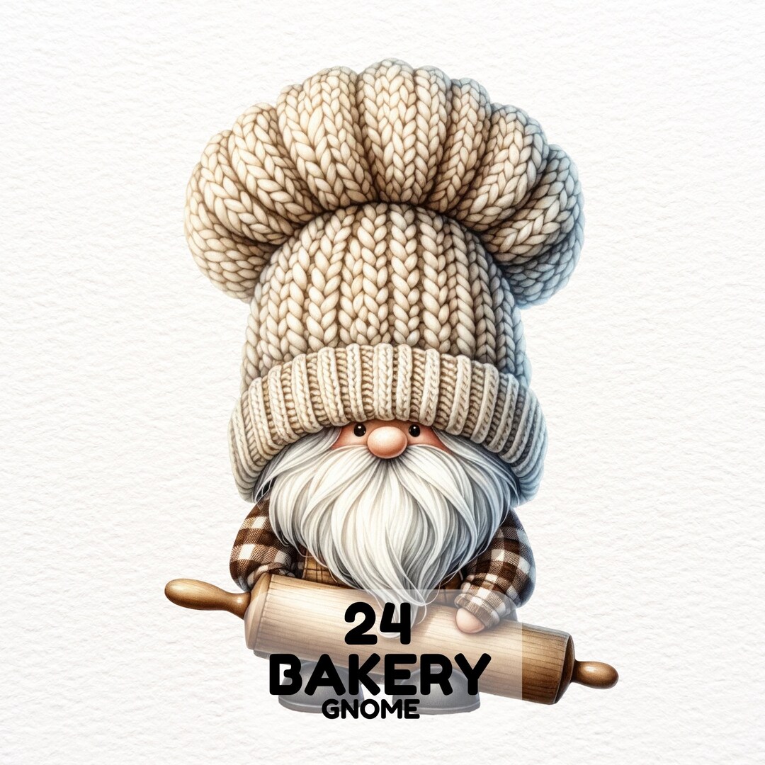 Bakery Gnome Watercolor Clipart, Bakery Gnome Clipart, Baker Gnome ...