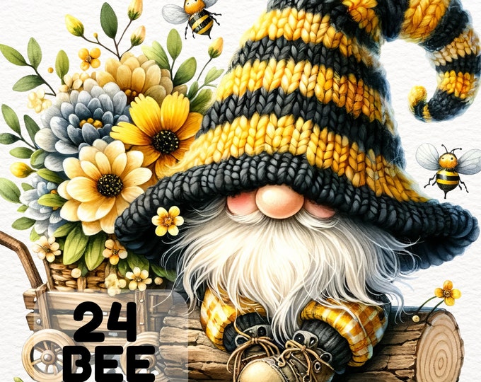 Watercolor Honey Bee Gnomes Clipart, Bee Gnome PNG, Cute Gnome ...