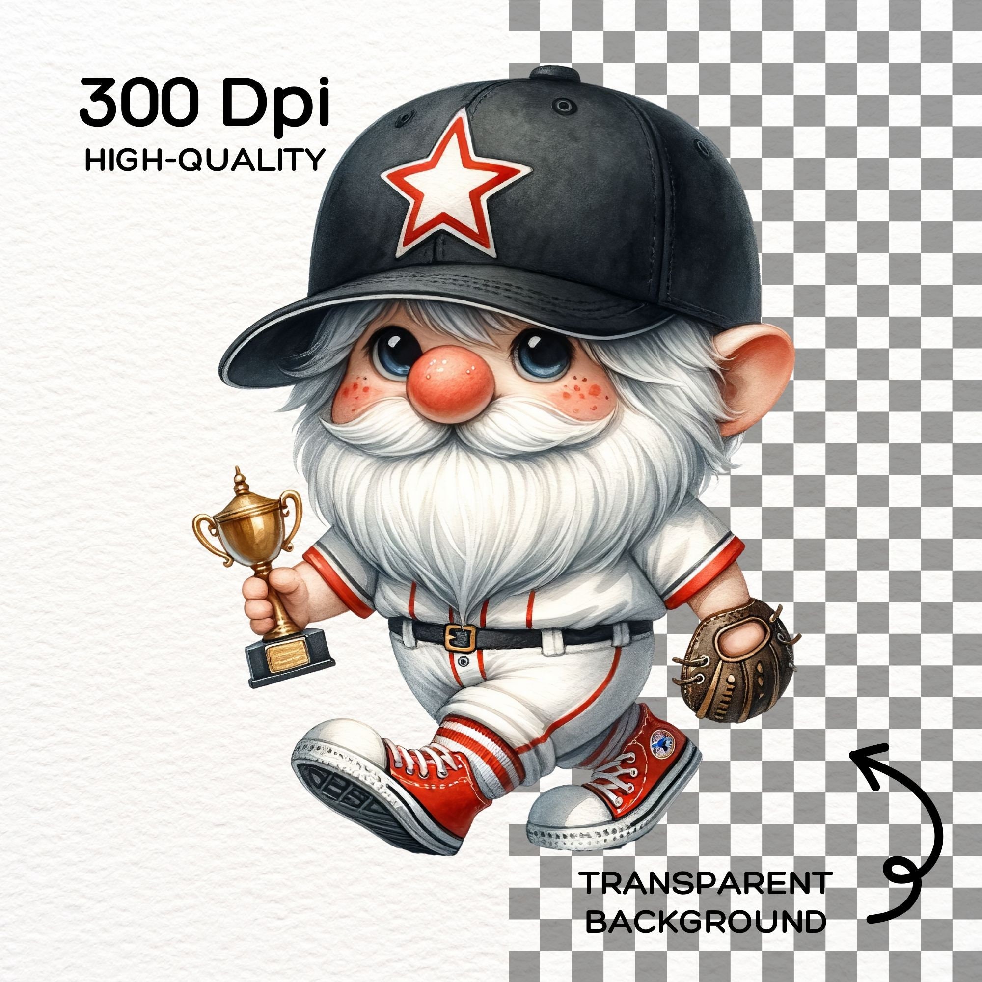 Watercolor Baseball Gnomes, Baseball Gnome Png, Sport Gnomes, Cute ...