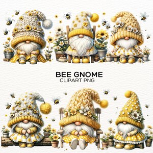 Watercolor Bee Gnomes Clipart, Gnome Bee Clipart, Bee Clipart, Bee ...