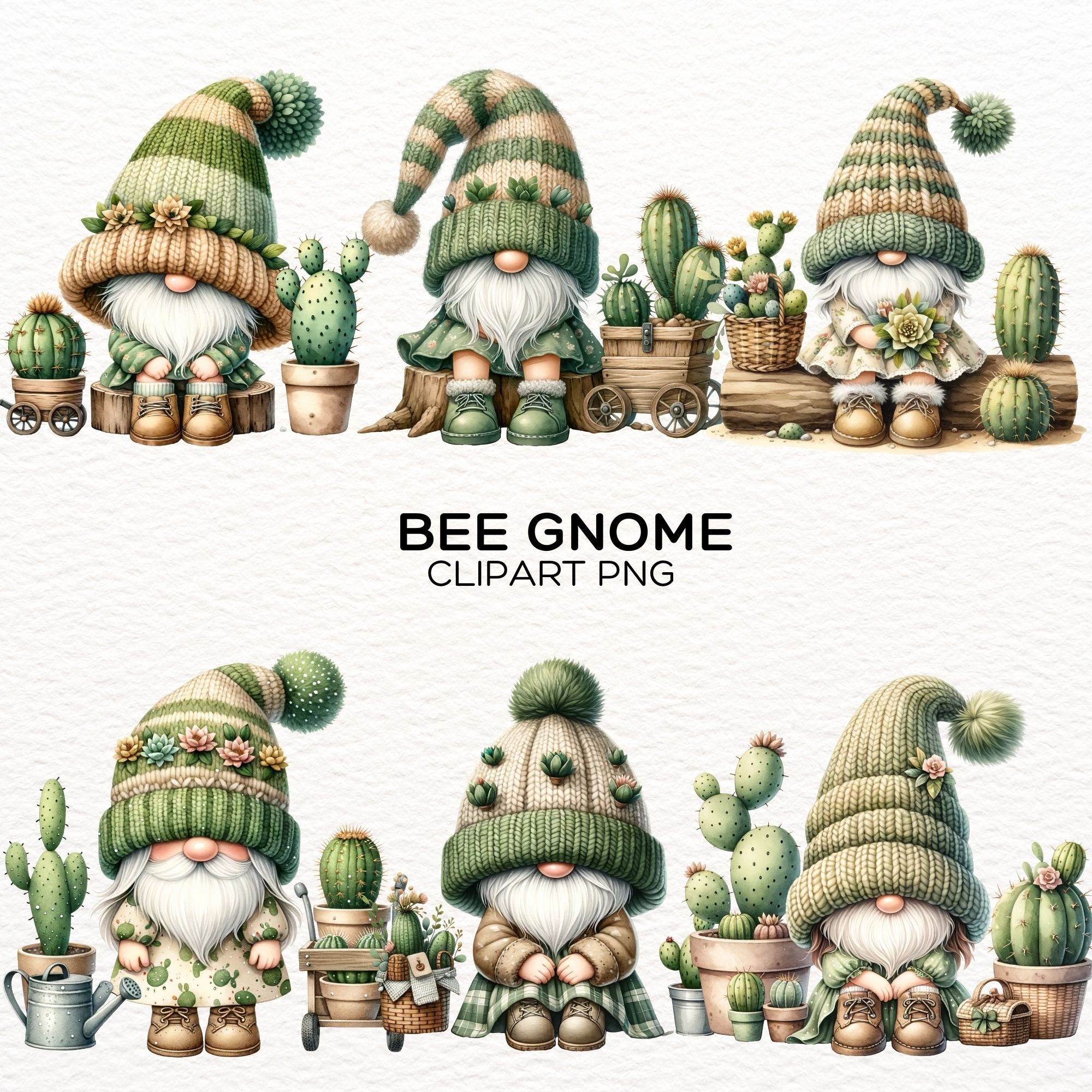 Cactus Gnome Clipart, Cute Gnomes PNG, Gnomes Sublimation, Gnomes ...