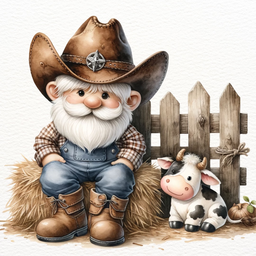 Watercolor Animal Farm Gnome Clipart Png, Animal Farm Gnome, Farmer ...