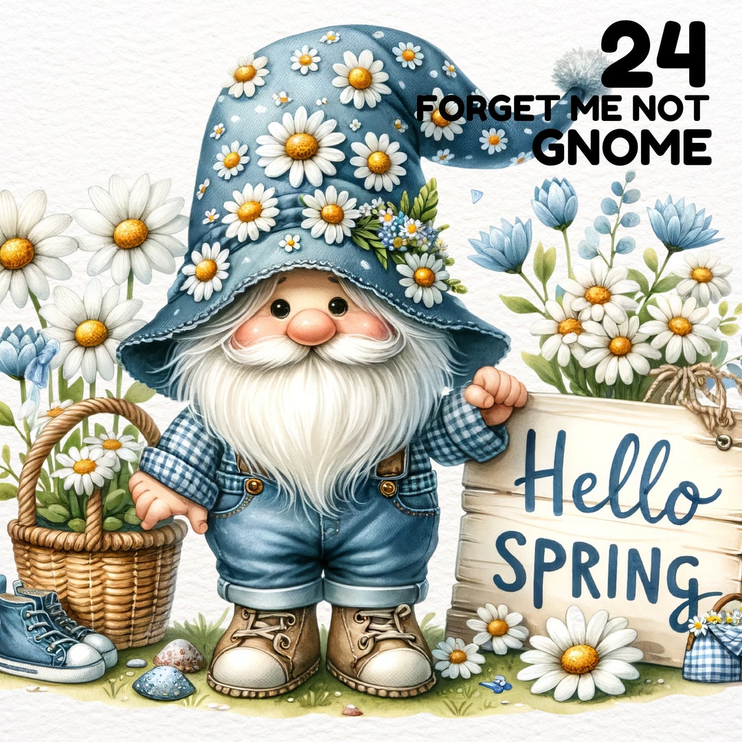 Hello Spring Gnome Clipart Bundle, Garden Clipart, Hello Spring Gnome ...