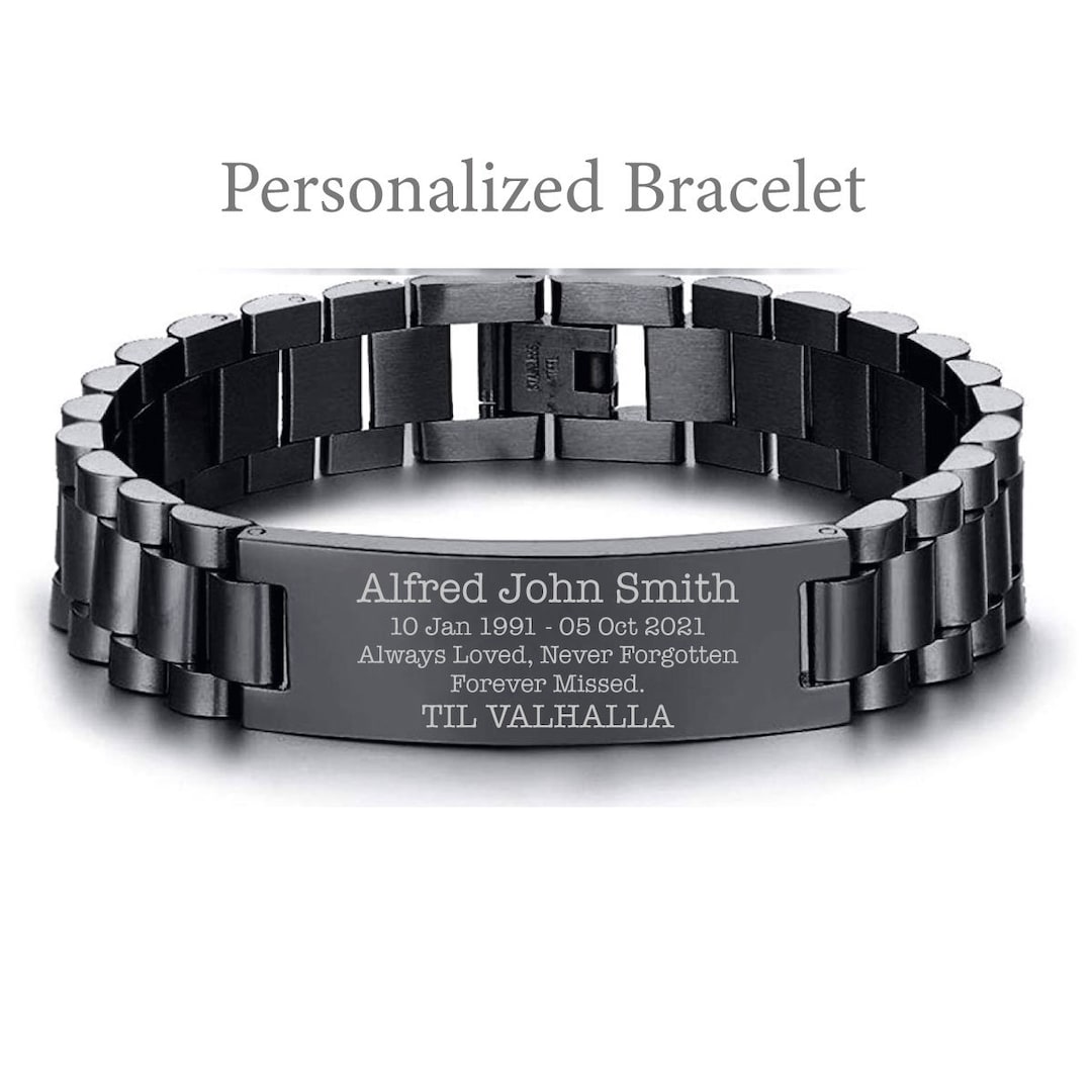 Military Memorial Bracelet Personalized Memorial KIA Bracelet Black ...
