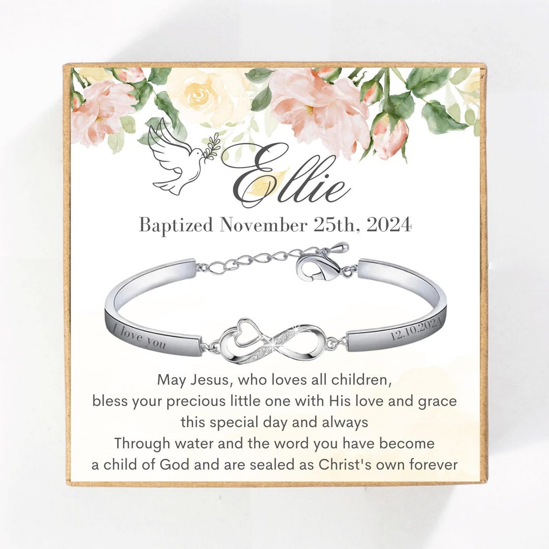 Baby Girl Baptism Bracelet, Baptism Gift, Christening Gift Personalised ...