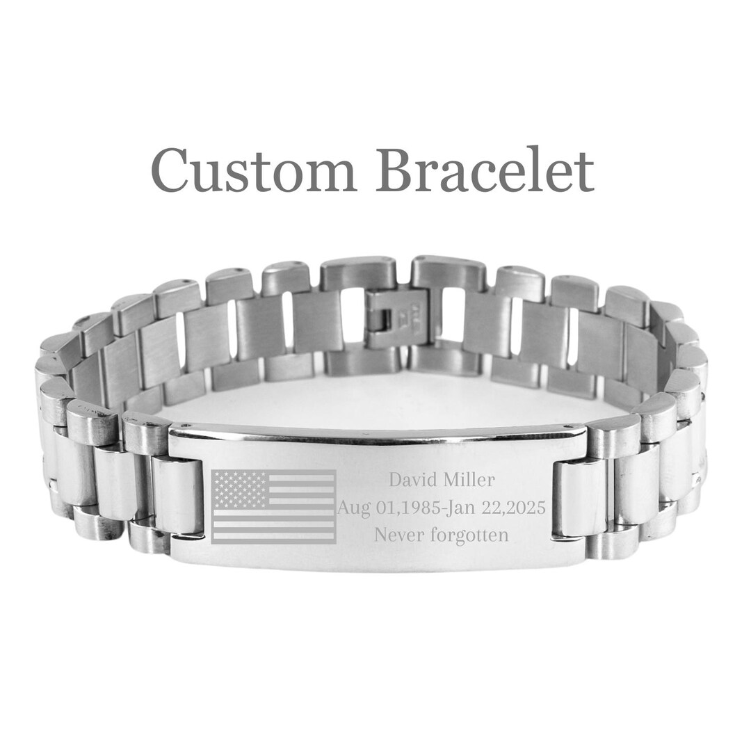 Custom Memorial Bracelet for Men Personalized Engraved Bracelet ...