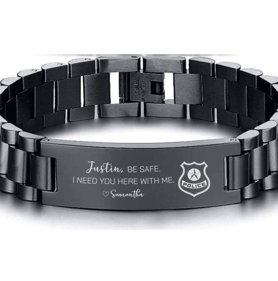 Police Officer Gift for Police Officer Bracelet Engraved | Etsy