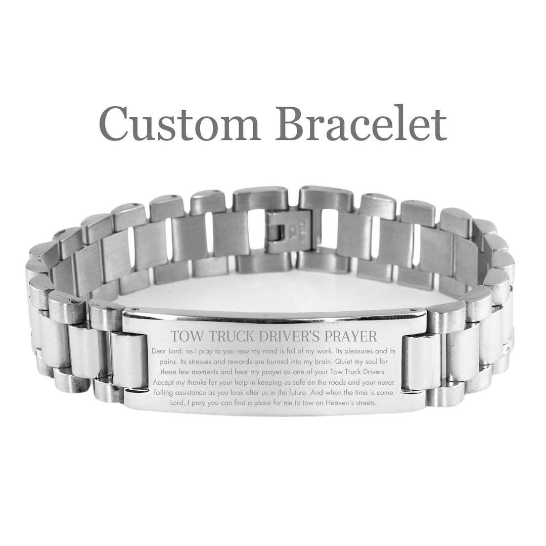 Personalized Tow Truck Driver Prayer Bracelet Engraved Stainless Steel ...