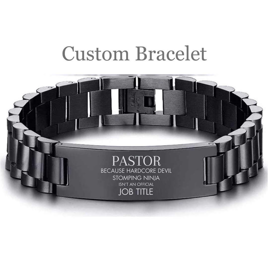 Pastor Appreciation Day Gift for Pastor Bracelet Engraved Gifts Badass ...