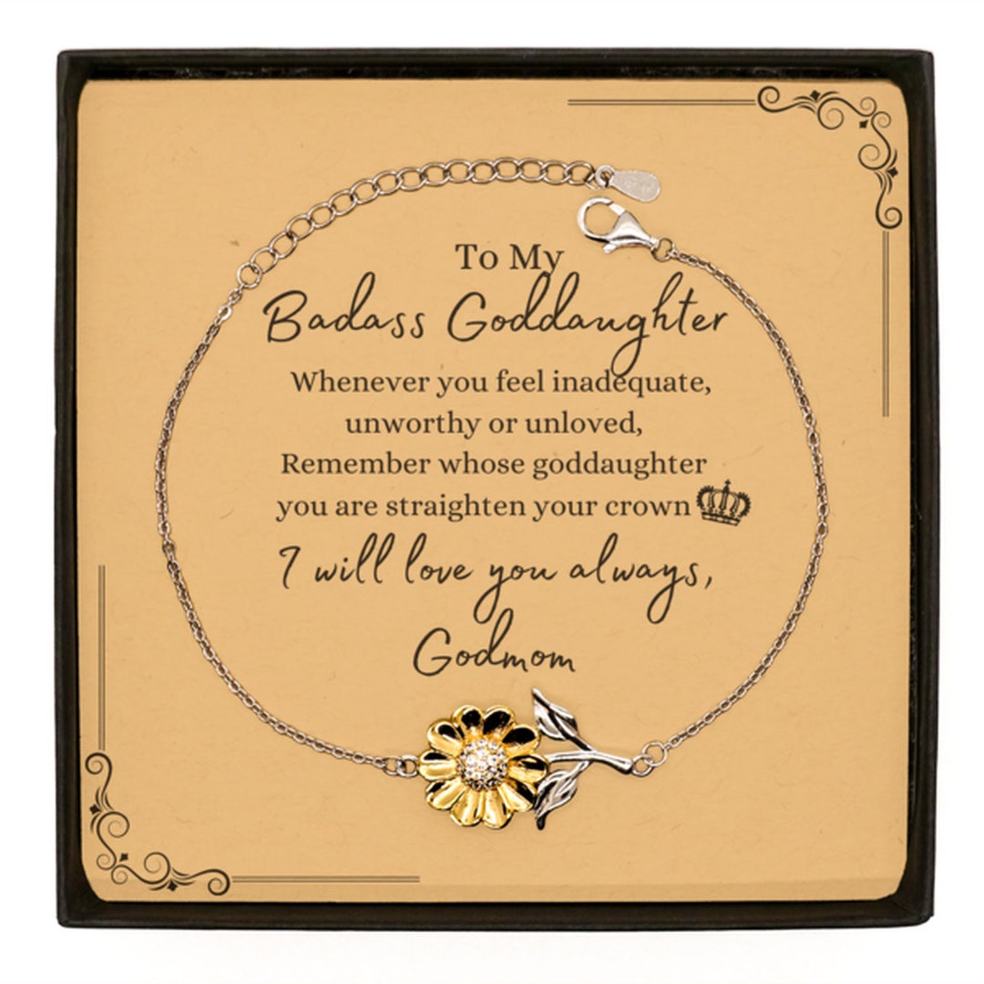To My Badass Goddaughter Sunflower Bracelet From Godmom .925 - Etsy