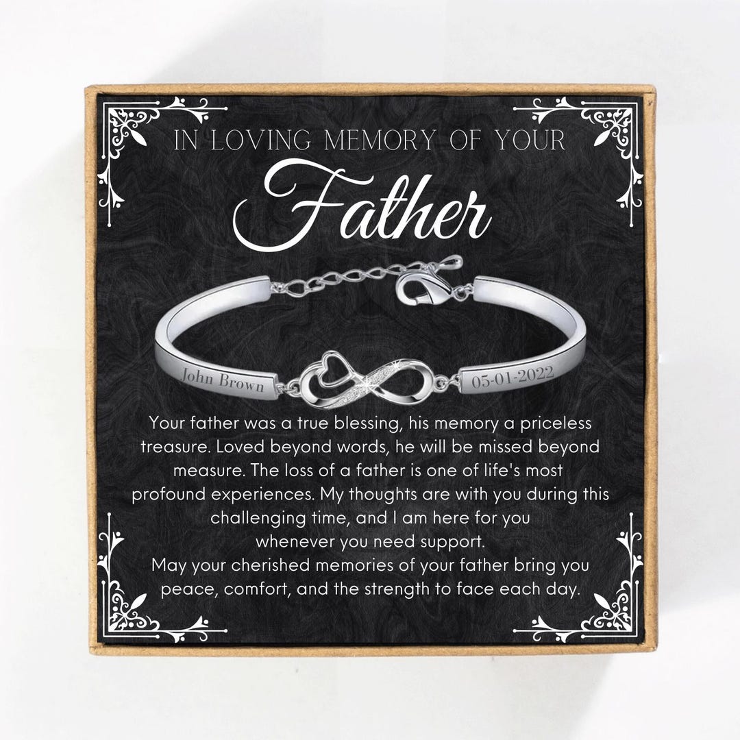 Loss of Father Gift Bracelet Personalized Name Date, Sympathy Gift Loss ...