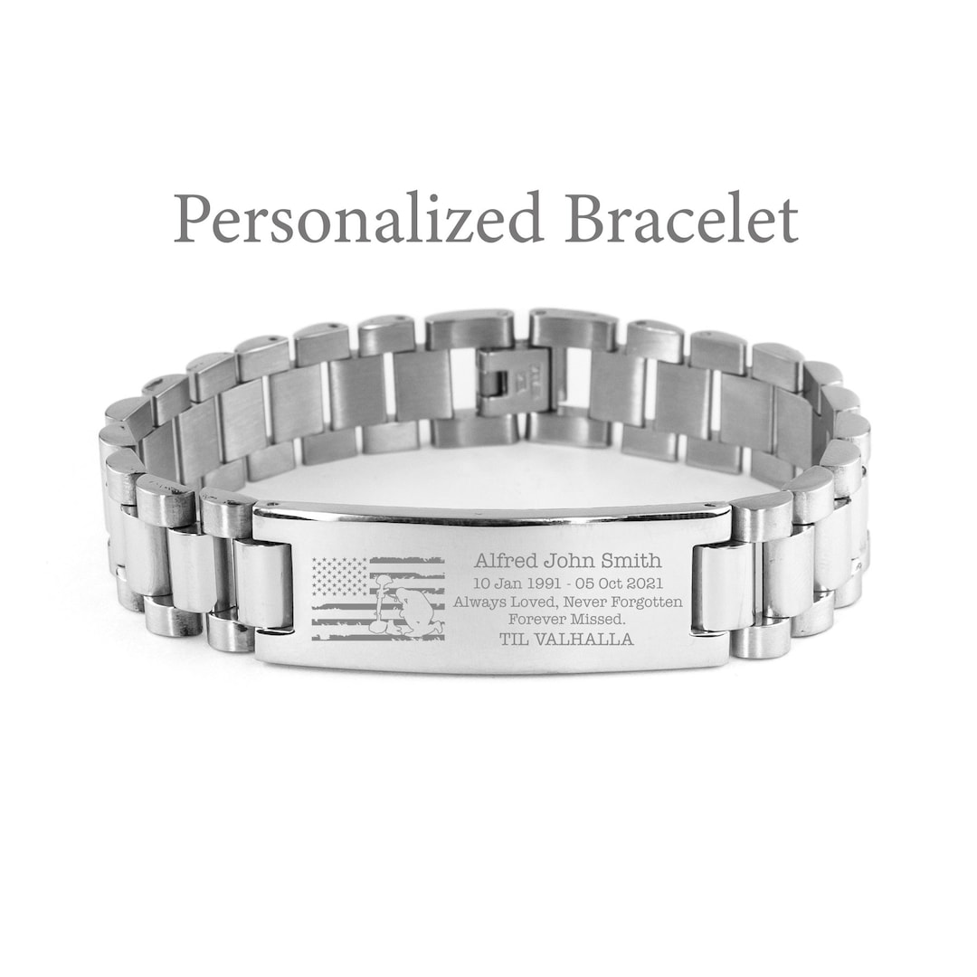 Personalized Veterans Memorial Bracelets Stainless Steel Army Soldier ...