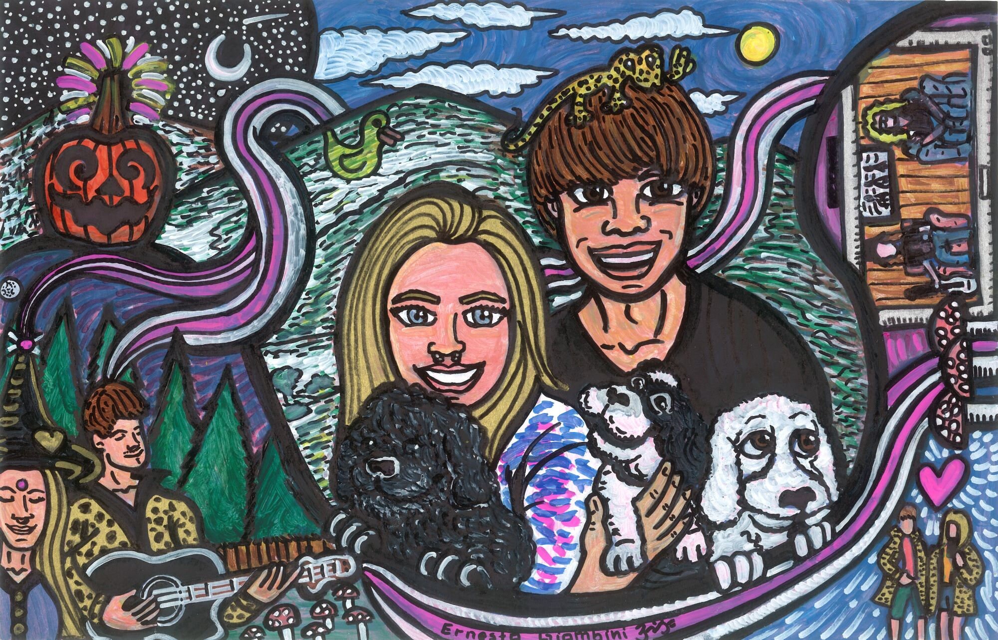 Psychedelic couple portrait commission Custom love story | Etsy