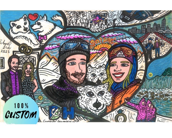 Personalized Story Portrait Custom Love Story Drawing - Etsy