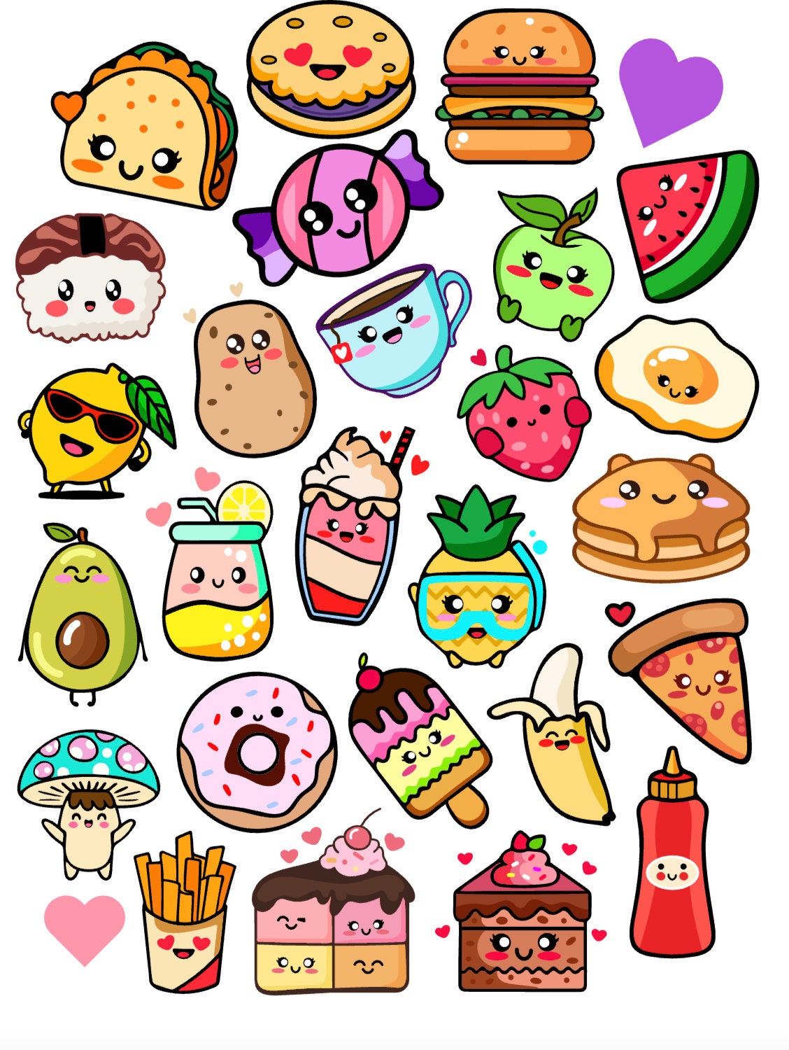 Kawaii Food Sticker Sheet Cute & Adorable Planner Stickers Japanese ...