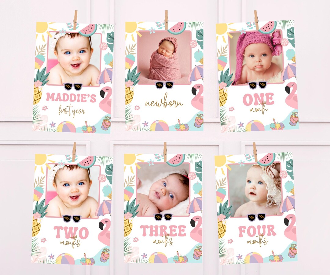 Editable Tropical Summer Splish Splash One in the Sun 1st Birthday ...