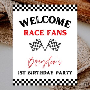 Editable Racecar Birthday Party Welcome Sign , Racing Birthday Party ...