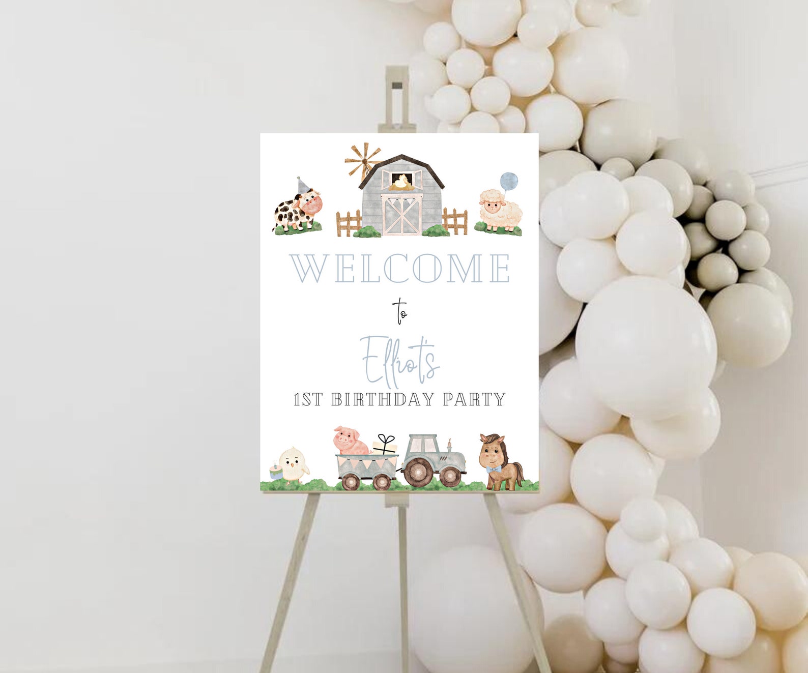 Farm Animals Birthday Welcome Sign Minimal Farm Animal Theme Birthday ...
