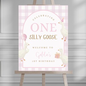 One Silly Goose Birthday Invitation Template, Editable Girl 1st ...