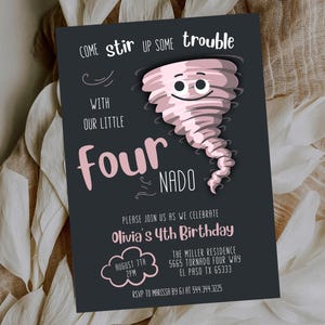 Girl Fournado Birthday Party Invitation | Storm Weather Party ...