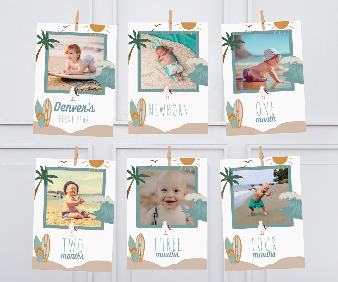 KOA the Big One Birthday Monthly Photo Banner, Boy Birthday, Wave ...