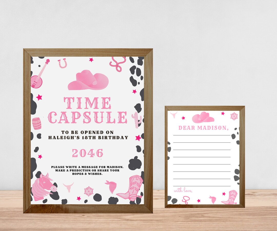 My First Rodeo TIME CAPSULE First Birthday Sign & Card, Editable ...