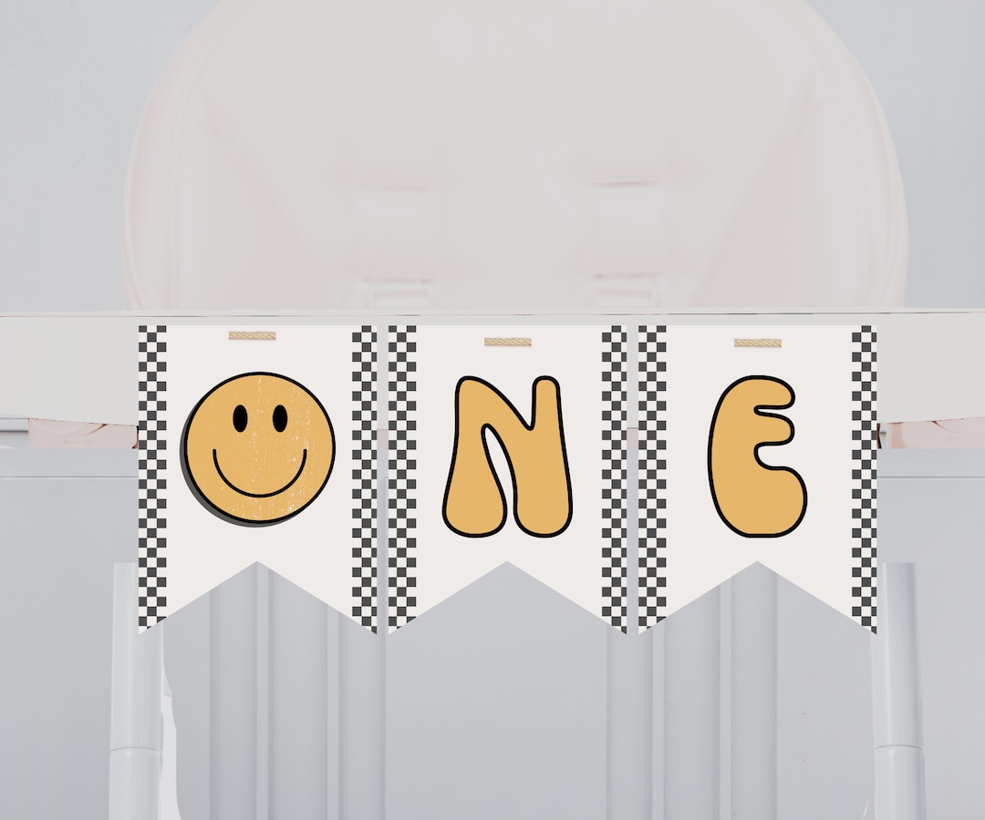 One Happy Dude Birthday Banner, Smiley Face 1st Birthday Party Decor ...