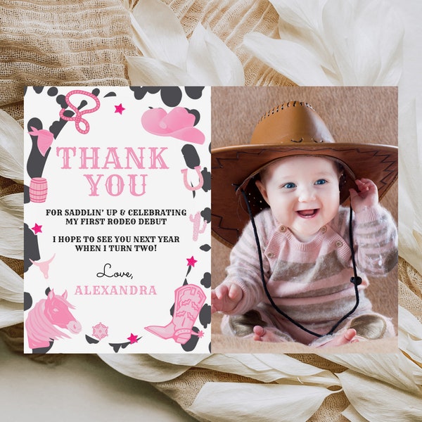 Rodeo Birthday Thank You Card - Etsy