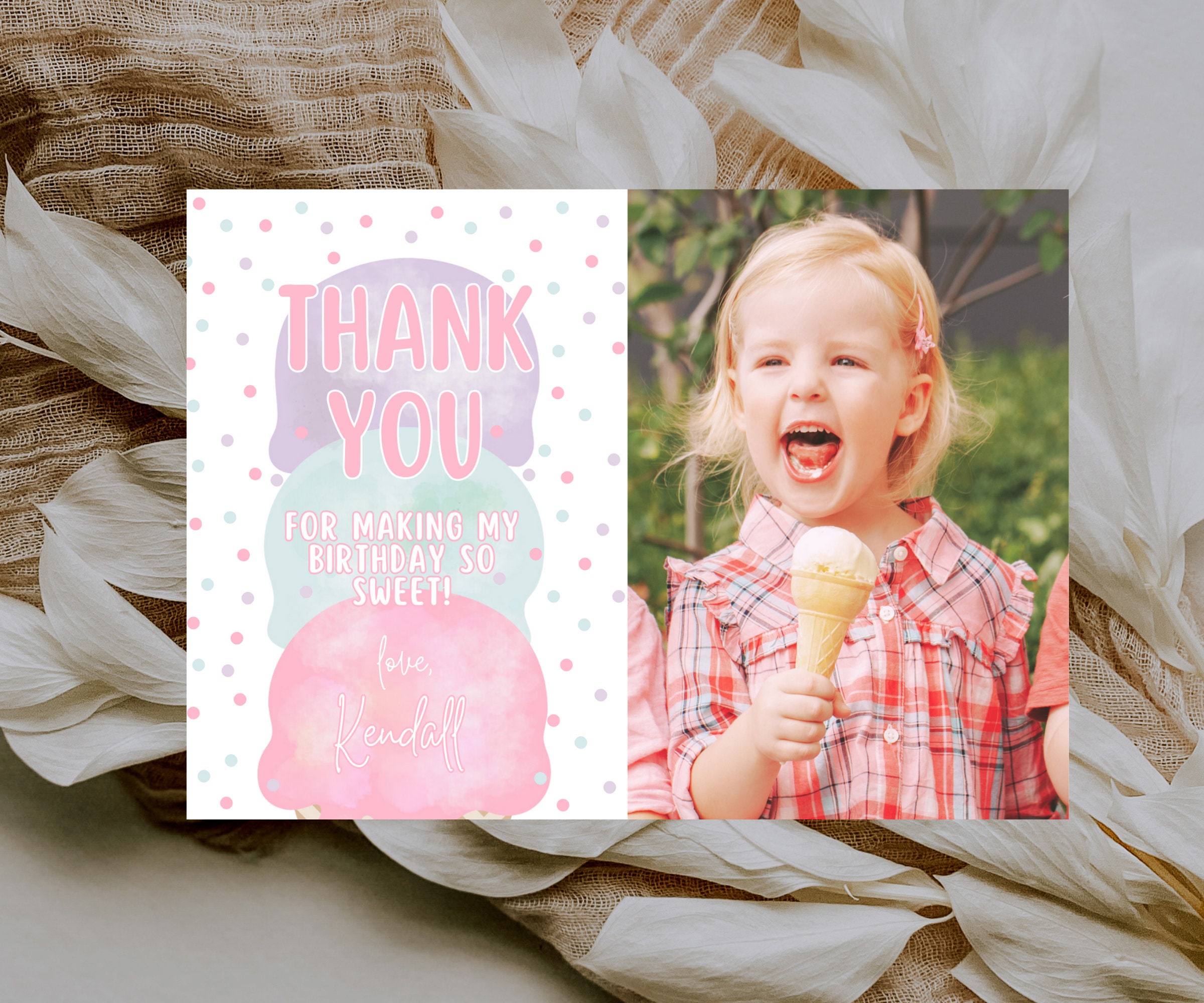 Editable Ice Cream Truck Birthday Thank You Card I Scream You - Etsy