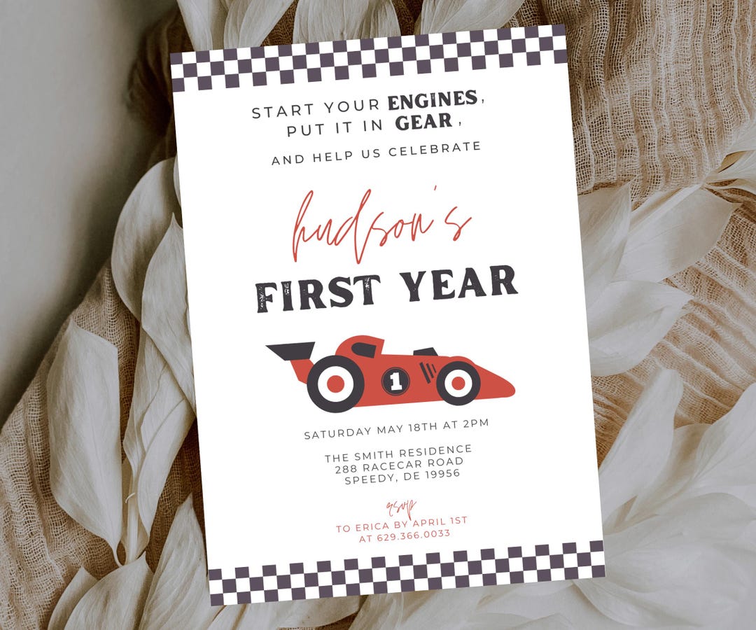Fast ONE Birthday Invitation, Editable Template, Car 1st Birthday Party ...