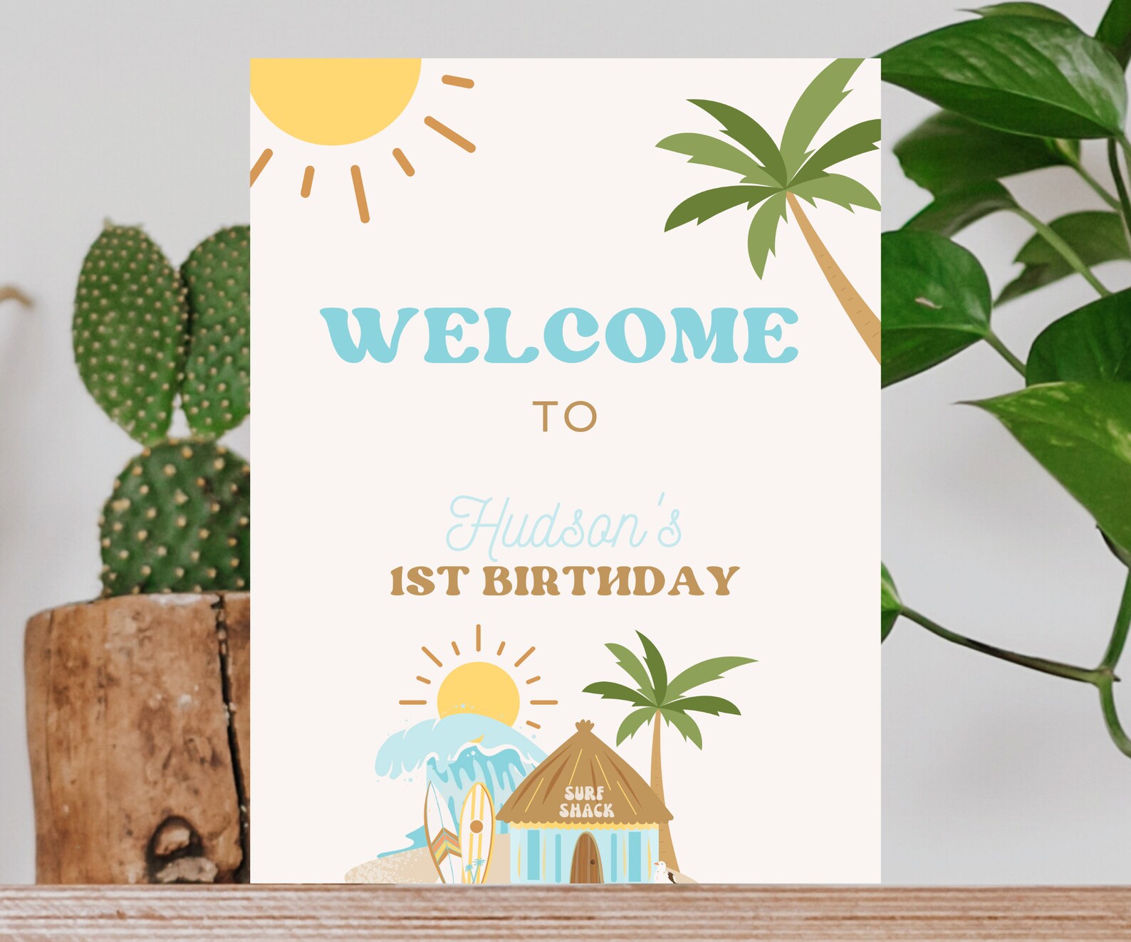 The Big One Welcome Sign, 1st Birthday Welcome Sign, Surf Beach Theme ...