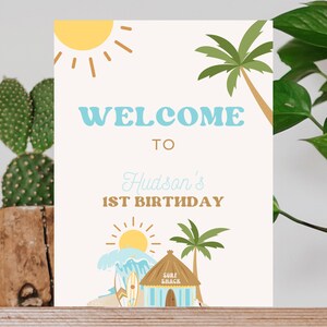 The Big One Welcome Sign, 1st Birthday Welcome Sign, Surf Beach Theme ...