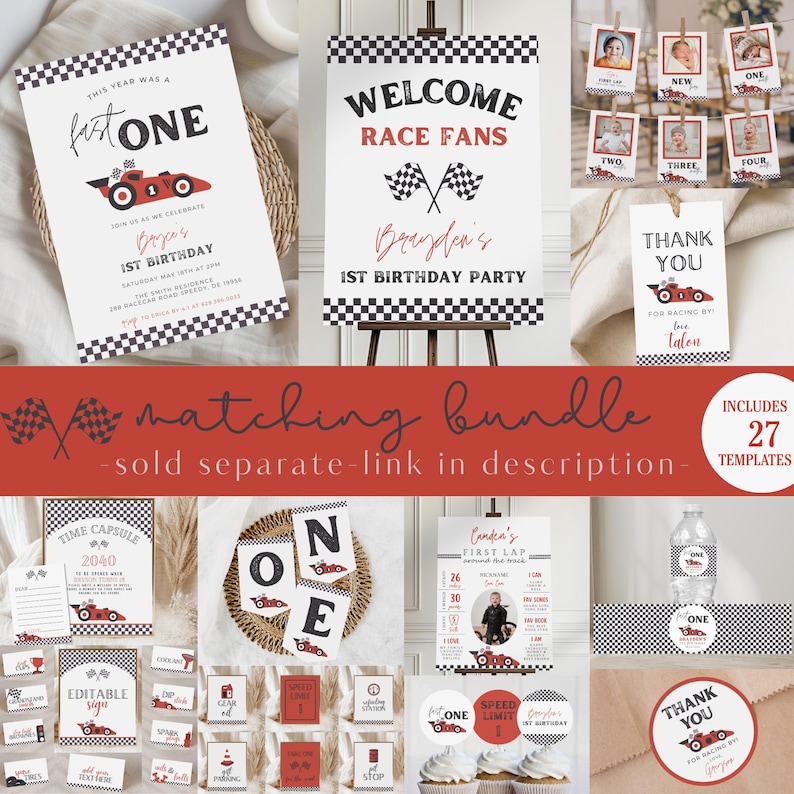 Fast ONE Birthday Invitation, Editable Template, Car 1st Birthday Party ...