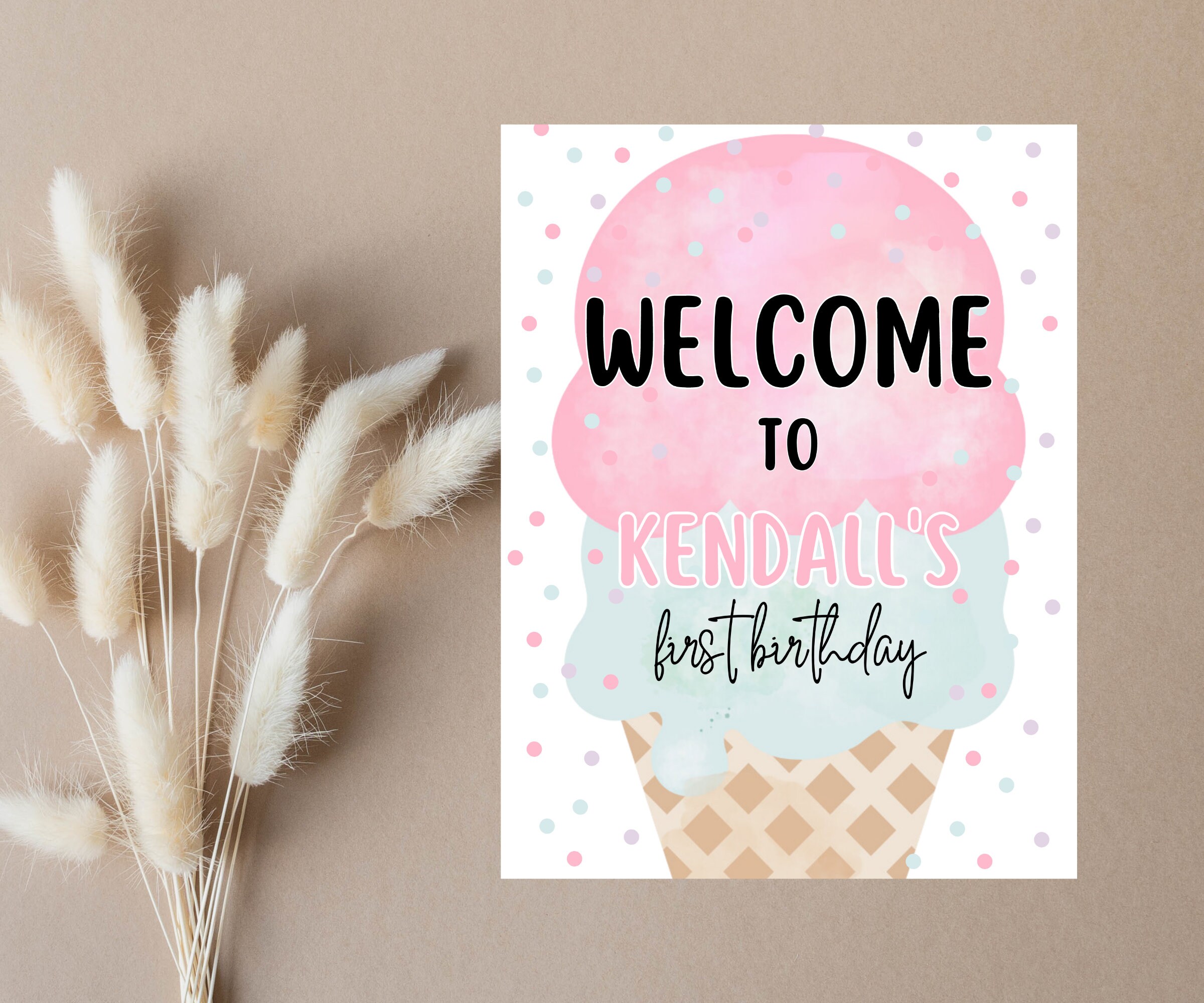Editable Ice Cream Party Welcome Sign Ice Cream Birthday - Etsy