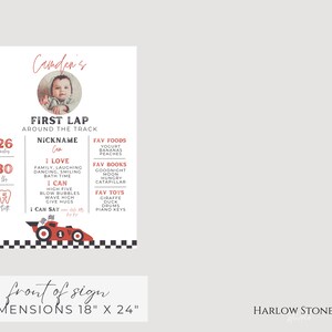 Fast ONE Birthday Milestone Sign, My First Year Birthday Stats Poster ...