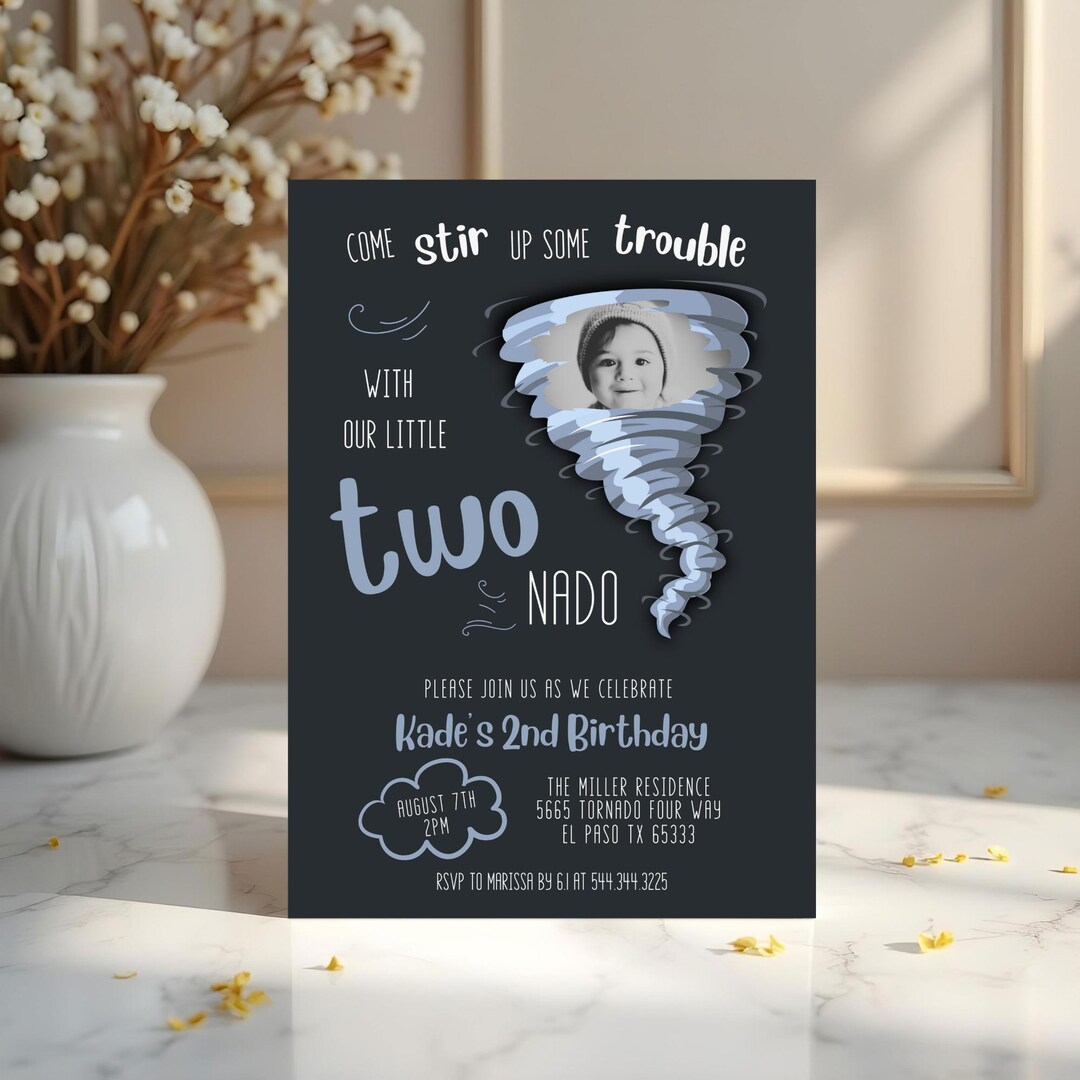 Boy Twonado Birthday Party Invitation | Storm Weather Party Invitation ...
