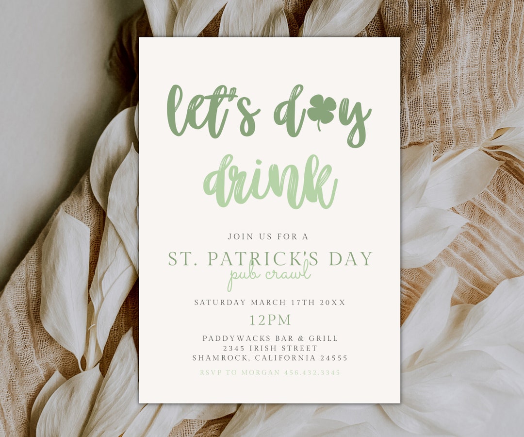 St Patrick's Day Party Invitation Template, Luck of the Irish Party ...